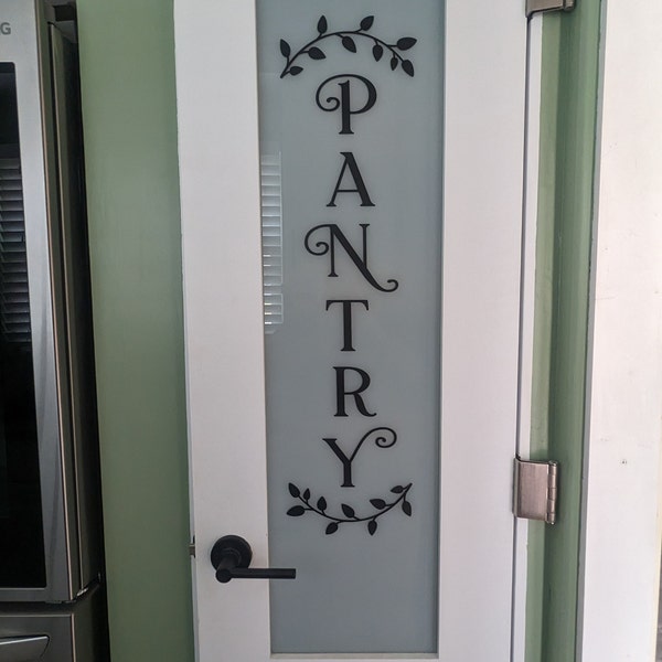 Vertical Pantry Curved Leaves Decal - Kitchen Pantry Sticker - Food ...