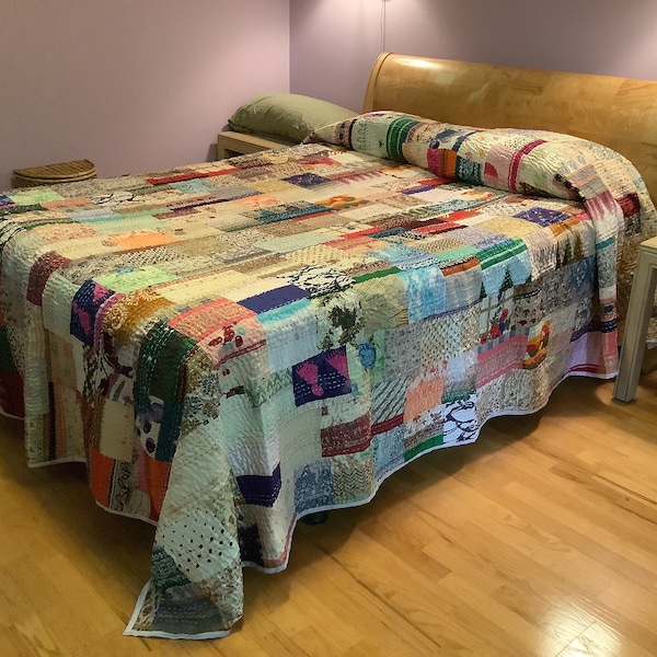 Bohemian Patchwork Quilt Kantha Quilt Handmade Vintage Quilts Boho King ...