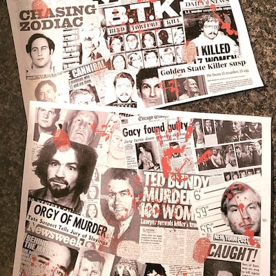 True Crime Serial Killer Newspaper Clipping Files in Portrait 6 Full ...