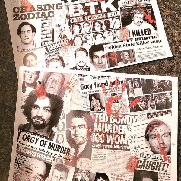 True Crime Serial Killer Newspaper Clipping Files in Portrait 6 Full ...