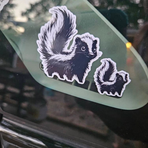 Cute Skunk Sticker - Quirky Hand-drawn Black and White Animal Decal for ...
