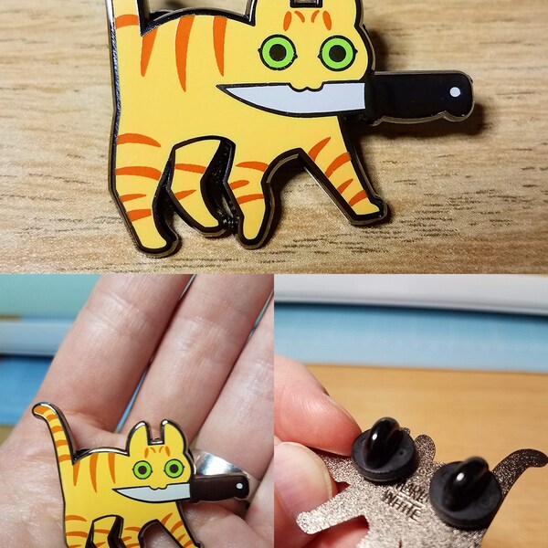 Orange Tabby Knifecat Enamel Pin - Etsy