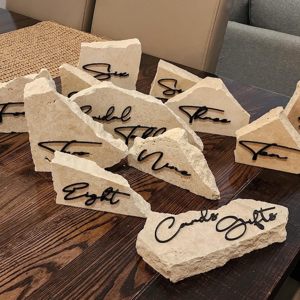 Travertine Stone Table Number Wording | Table Number Wording Only ...