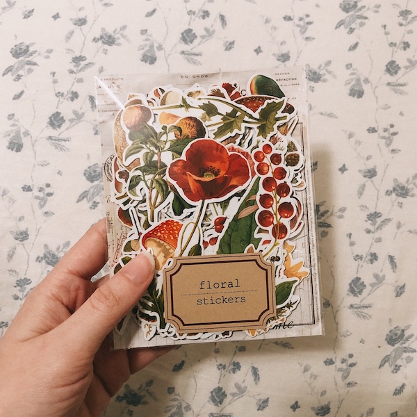 85PCS Vintage Flowers Stickers Pack Set B, Translucent Flowers Sticker ...