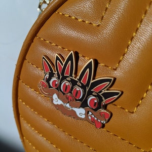 Cerberus Enamel Pin, Dog Pin, Puppy Badge, Hard Enamel Pin, Matte Gold ...