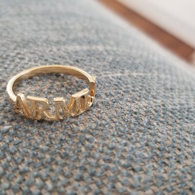 14k 18k Solid Gold Custom Name Ring, Personalized Name Ring ...