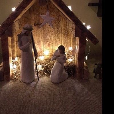 Nativity Creche Stable Reclaimed Barnwood for Willow Tree - Etsy