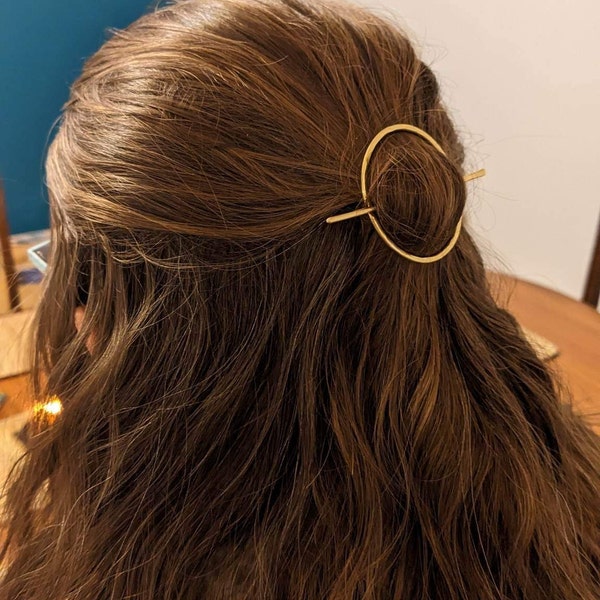Handmade Brass Textured Round Hair Pin - Etsy UK