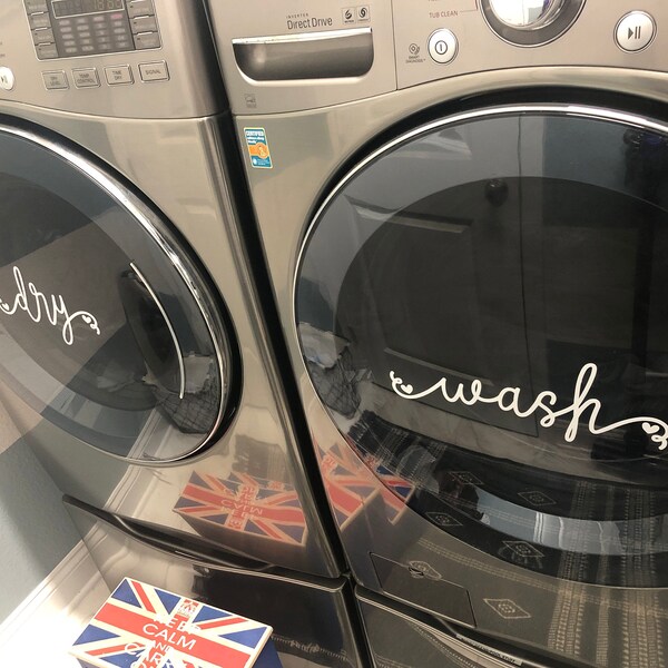 Wash & Dry Vinyl Decal Set - Washer and Dryer Vinyl Decal Set - Laundry ...