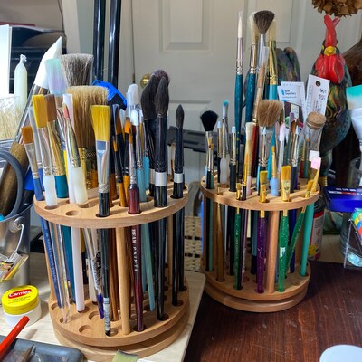 Rotating Paint Brush Holder for Big and Small Brushes, Handmade ...