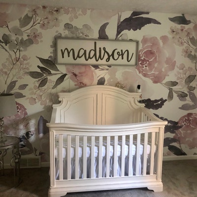 Delicate Forest Floral Large Scale Mural Wallpaper Watercolor Botanical ...