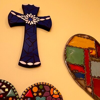 Mosaic Wall Cross, Stained Glass Cross, Mixed Media Cross, One of Kind ...