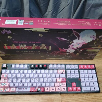 Pretty Anime Girl High End Keycap Set With 2 Version of Backlit PBT ...