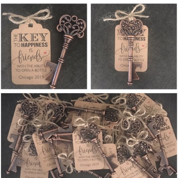 Key Bottle Opener Wedding Favor Tags, Skeleton Key Favors, Key to ...