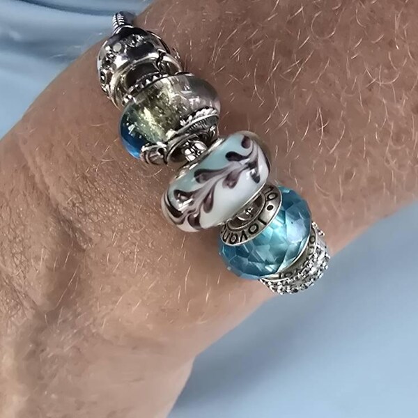 2 Charms for Pandora Beautiful Hibiscus Murano on 925 Sterling Silver ...