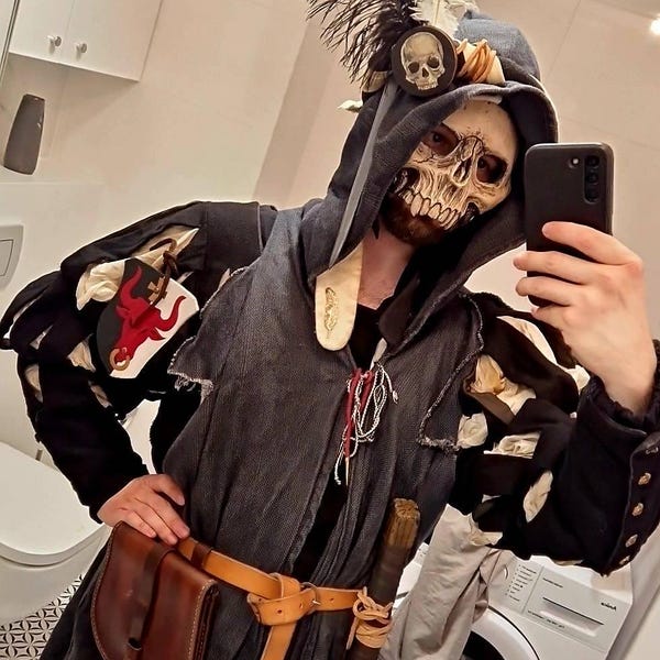Thanatos Flexible Skull Mask/shoulderpad for Larp Rev Cosplay ...