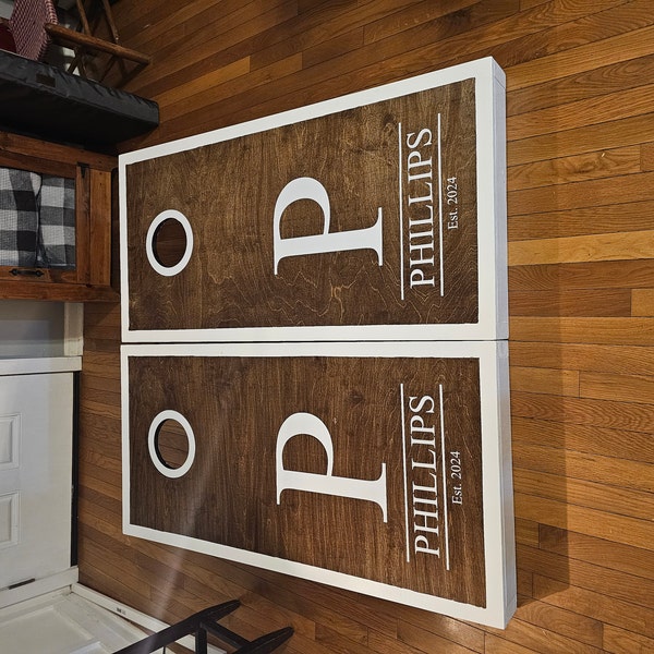 Cornhole Decals-monogram With Names- Wedding Cornhole- Anniversary ...