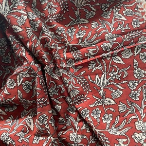 Red Block Print Fabric, Hand Block Print Cotton Fabric, Indian Fabric ...