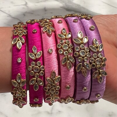 Silk Thread Indian Bangles Set - Etsy