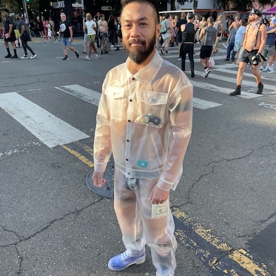 Classic Transparent Men's Blazer. Iridescent Mens Clothing Waterproof ...