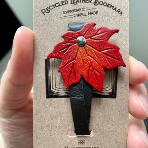 Maple Leaf Bookmark/ Recycled Leather / Fall Colors / Handcrafted ...
