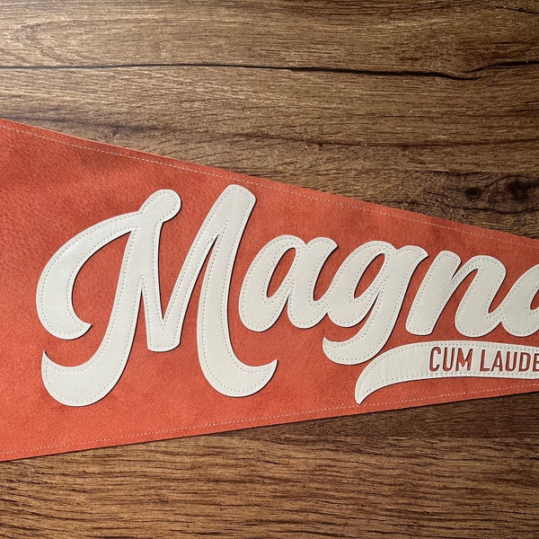 Two Line Large Custom Suede and Leather Pennant Flag Banner ...