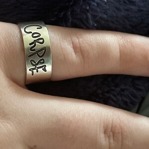 Custom Handwriting Ring Wide Handwriting Band in Sterling | Etsy