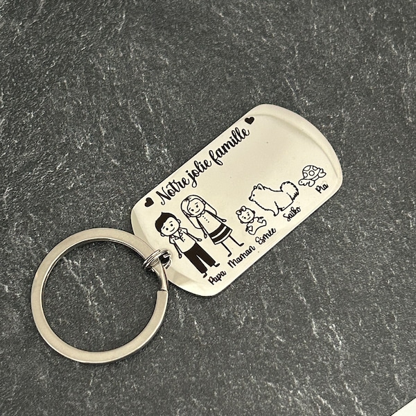 Personalized Engraved Family Key Ring in Stainless Steel Metal - Etsy