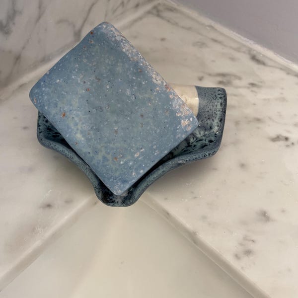 Toothbrush - Toothpaste Holder Lapis Blue and Cappuccino Brown- 2 ...