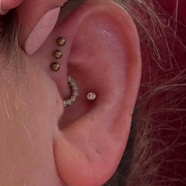 Diamond Real Solitaire Tragus Earrings, 14K Gold Tragus Stud Piercing ...