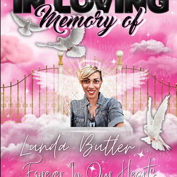 Pink Heavens Gate Angel Wings Memorial PNG Add Photo Rest in Peace ...