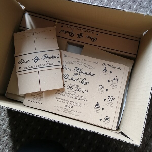 Gatefold Eco Kraft Brown Wedding Invitations - Etsy