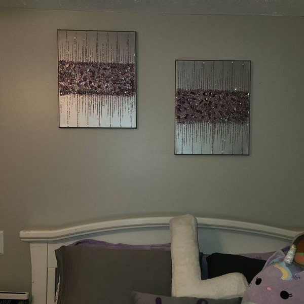 Teal Glitter Glass Painting, Teal Glitter Glass Art, Teal Painting ...