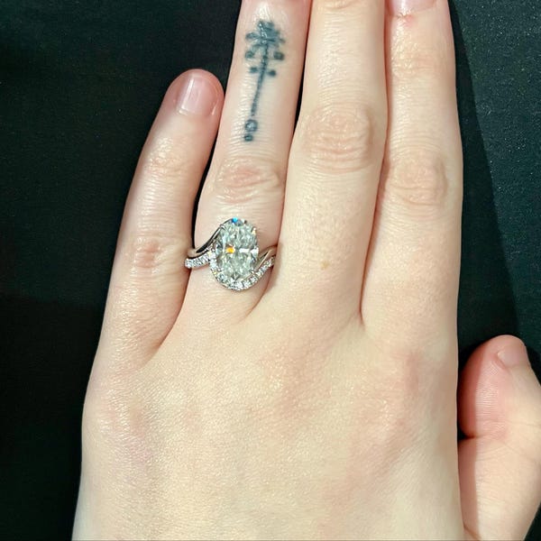 3 CT Marquise Cut Engagement Ring Set Vintage Moissanite Solitaire Ring ...