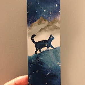 Constellation Cat Watercolor Bookmark, Galaxy Celestial Zodiac Cat ...
