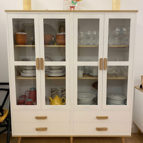 Classic Handles Homemade of Natural Oak Wood, Large Pulls Simple ...