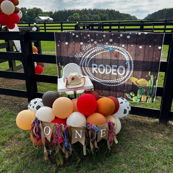First Rodeo Birthday Party Decorations for Boy Cowboy Balloon Garland ...