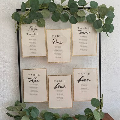 Table Plan Cards on Handmade Paper With or Withour Gold Leaf, Rose Gold ...