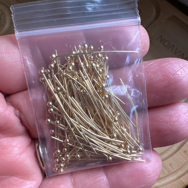 100 Pcs 18K Gold Filled Ball Pins Non Tarnish Craft Earring Bracelet ...