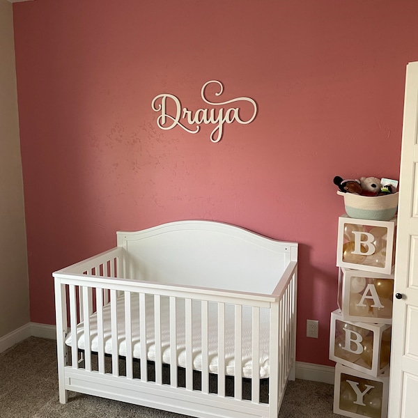 Baby Name Sign - Over the Crib Sign - Wooden Name Sign Wall Hanging ...