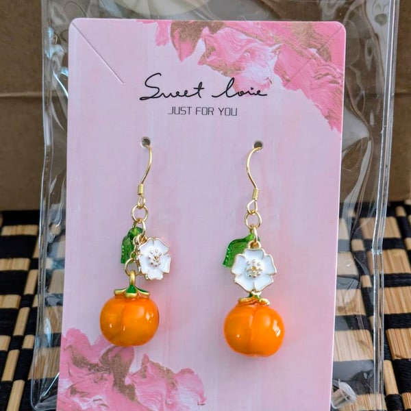 Persimmon Earrings Glass Fruit Food Earrings Jewelry Handmade Gift for ...