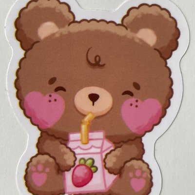 Milk Boba Tea Teddy Bear Sticker Cute Vinyl Die Cut Sticker - Etsy