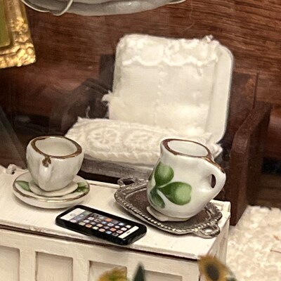 Miniature Shamrock Tea Set, Mini Tea Cups, St. Patrick's Miniatures ...
