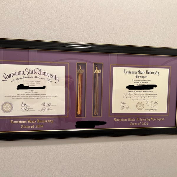 Custom Double Diploma Frame With Tassel Mahogany/navy RC-H ,6x8,7x9,8x10,8.5x11,9x12,10x13,11x14 ...