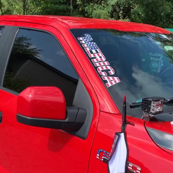 Merica Windshield Sticker Banner Vinyl Decal American Flag Stars ...