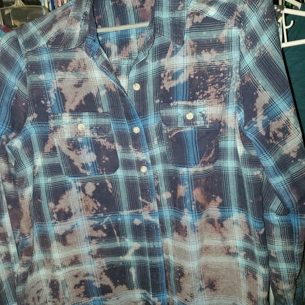 Bleached Plaid Flannel Shirt, Custom Flannel, Shirts for Women and Men ...