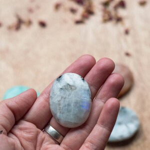 One 1 Rainbow Moonstone Worry Stone for Crystal Healing Pocket Palm ...