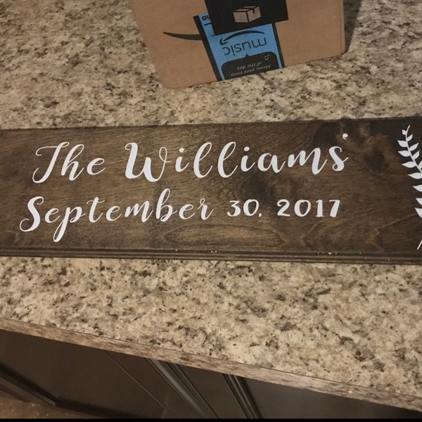 Last Name Rustic Sign, Wedding Date Woodland Sign, Wedding Gift Wood ...