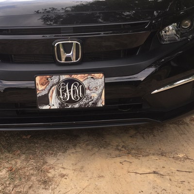 Marble Monogram License Plate Marble Like Monogram Car Tag Personalized ...
