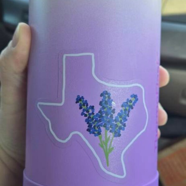 Clear Texas Bluebonnet Sticker, Floral Sticker, Laptop Sticker, Water ...